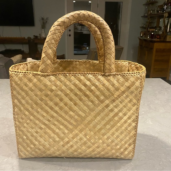 Handmade | Bags | Woven Rattan Wicker Straw Tote Purse Basket Top ...